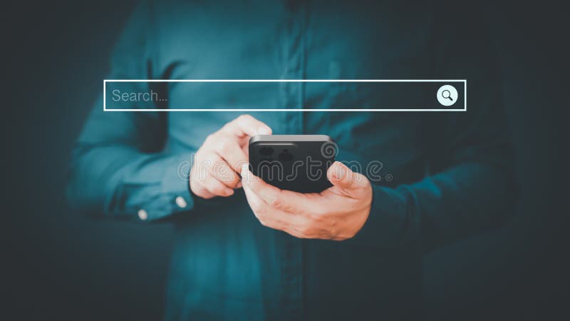 Man Using a Mobile Phone in the Room for Searching Browsing Internet ...