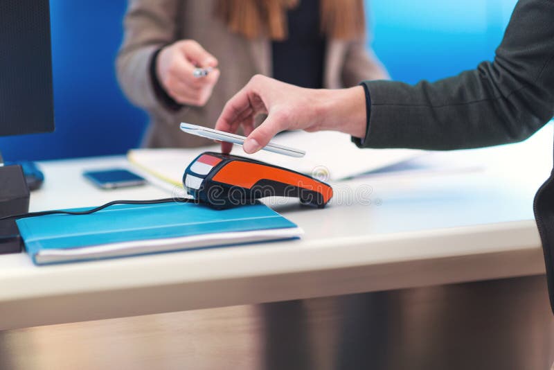 Man Using Mobile Phone To Pay Stock Image - Image of portable, credit ...