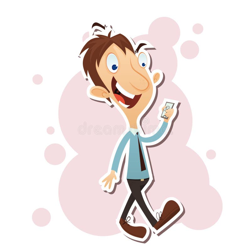 Man Using Mobile Phone while Walking Stock Vector - Illustration of ...