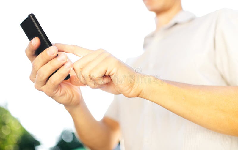 Man Using Mobile Smart Phone Stock Image - Image of mobile, male: 33350757