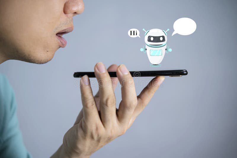 Man Using Mobile Smart Phone, with Digital Chatbot Stock Image - Image ...