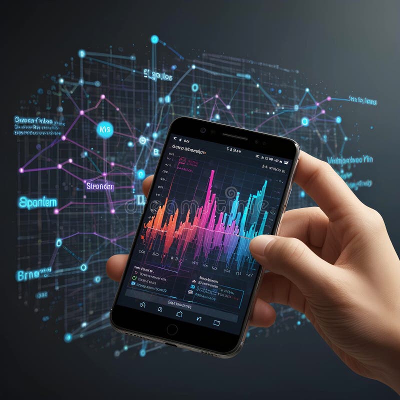 Man Using Mobile Smart Phone with Global Network Connection. Stock ...