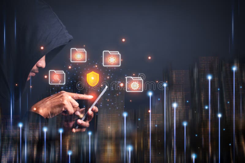 Man Using Mobile Smart Phone. Hand Touching Infographic Press on the ...