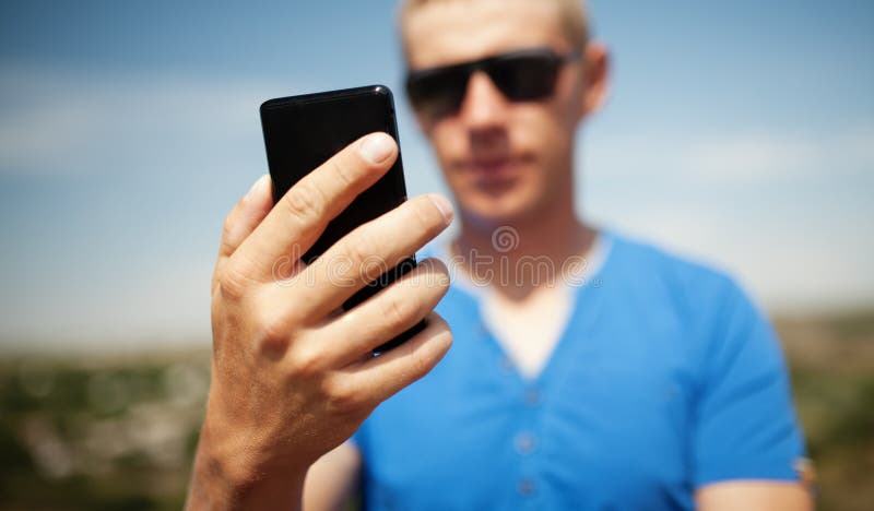 Man Using Mobile Smart Phone Stock Image - Image of cellular, modern ...