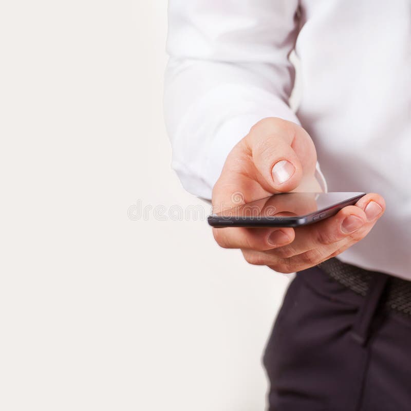Man Using Mobile Smart Phone Stock Photo - Image of lifestyle, finger ...
