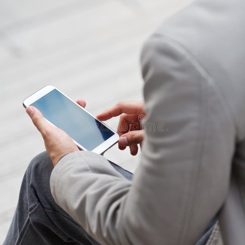 Man on Smart Phone - Young Business Man in Airport Stock Photo - Image ...