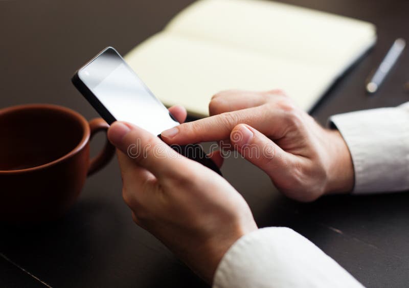 Close Up of a Man Using a Mobile Smartphone Stock Photo - Image of ...