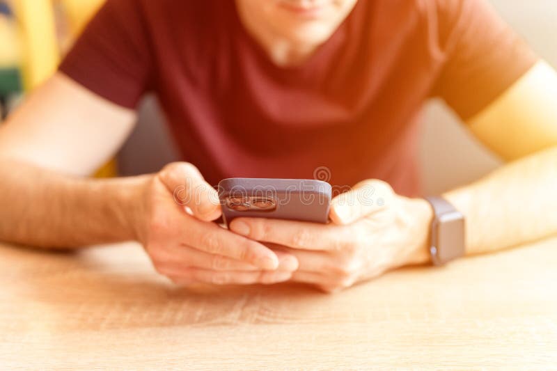 Man Using Modern Technology a Mobile Phone or Smartphone Iphone ...