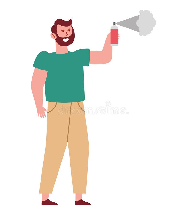 Man Using Mosquito Repellent Spray Stock Illustration - Illustration of ...