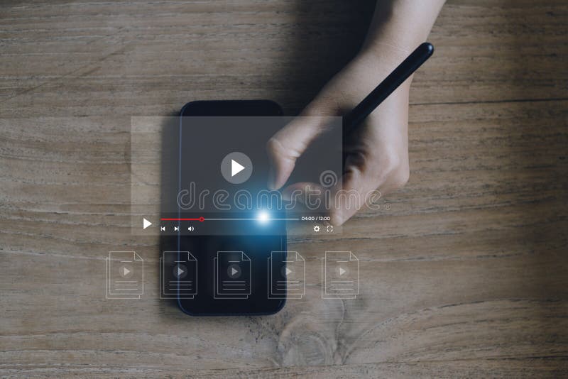 Man Using Mouse and Keyboard for Streaming Online, Watching Video on ...