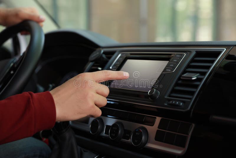 Man Using Navigation System while Driving Car Stock Image - Image of ...