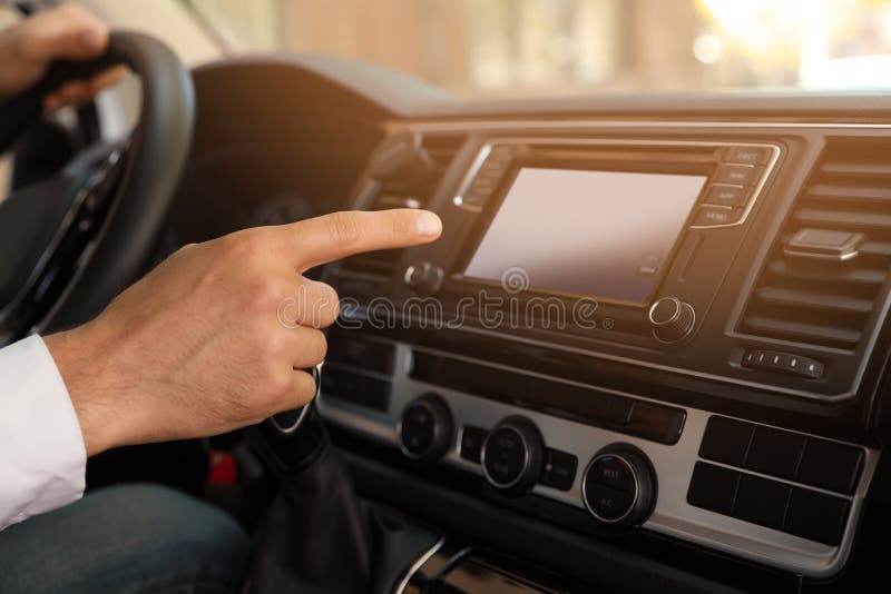 Man Using Navigation System while Driving Car Stock Image - Image of ...