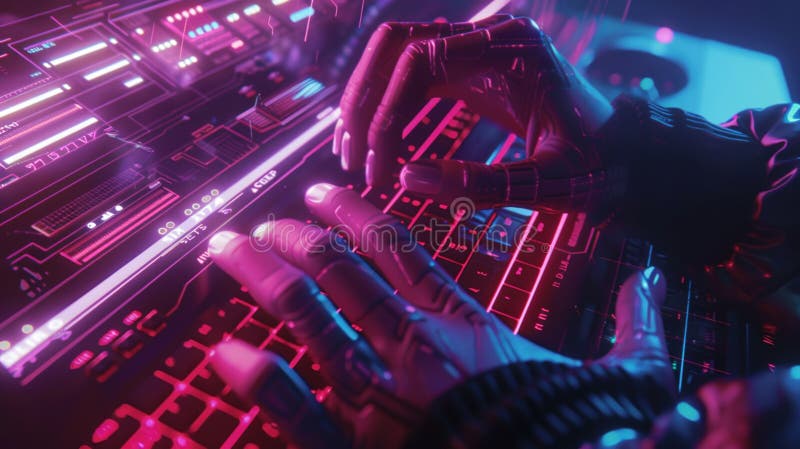 Man Using Neural Network Interface To Generate AI-based Visual Art ...