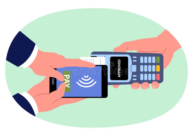 Man Using NFC Technology from His Mobile Phone To Make a Payment Stock ...