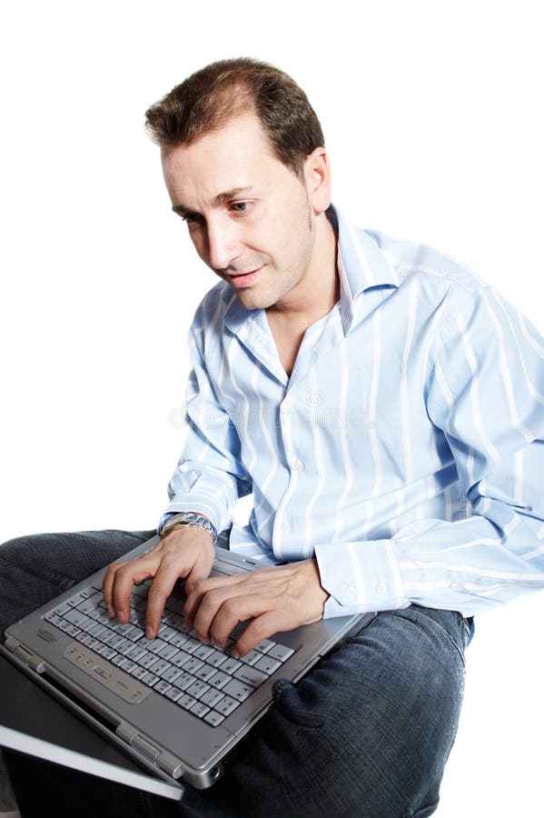 Man using a notebook stock photo. Image of communication - 4509030