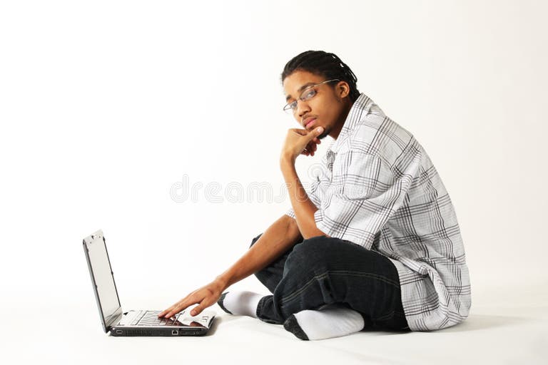 6,962 Black Man Using Computer White Background Stock Photos - Free ...