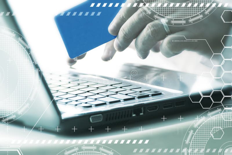 Man Using an Online Banking Web App Holding a Smartphone and a Laptop ...