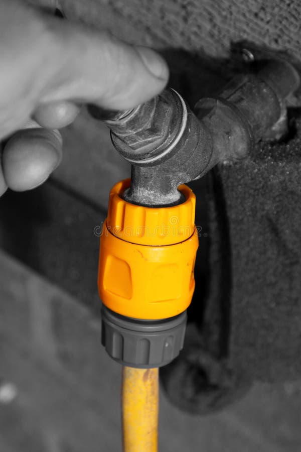 Man Using Outdoor Water Tap Stock Image - Image of handle, concept ...