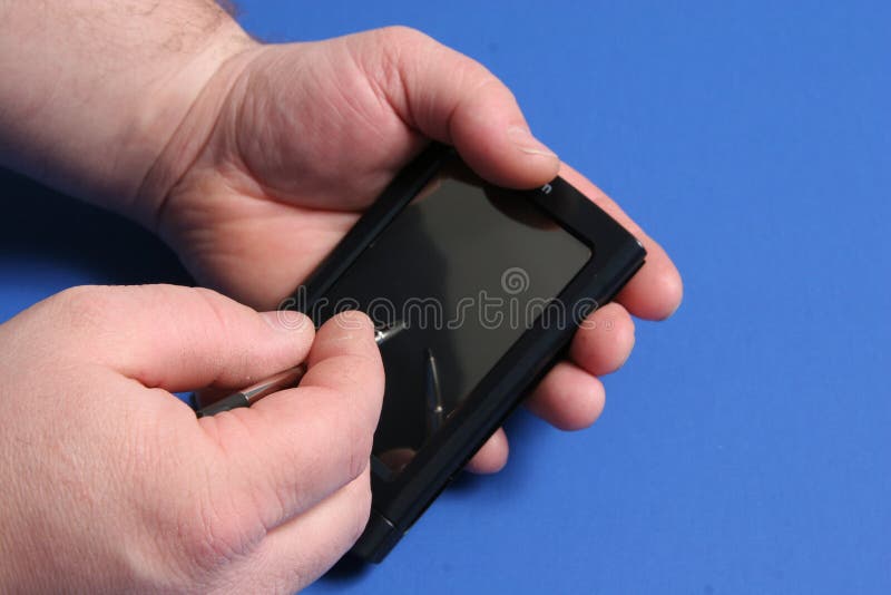 Man using PDA stock photo. Image of hands, life, stylus - 1557336