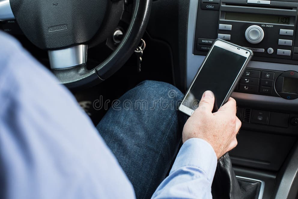 Man Using Phone while Driving Stock Image - Image of smartphone ...
