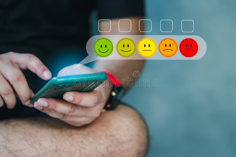 Man Using a Phone with Empty Checkbox and Emotion Icons in Speech ...