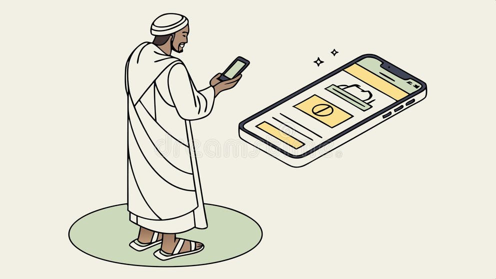 Man Using Phone Illustration, Mobile Technology Graphic Vector Design ...