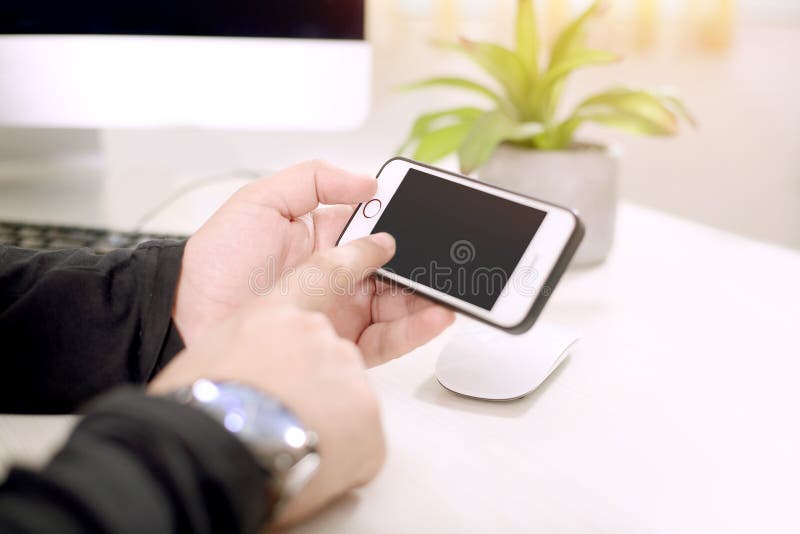 Man using phone. stock image. Image of computer, cellphone - 120525637