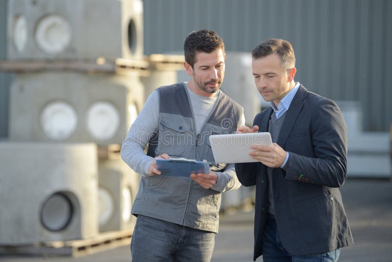 Man Using Phone Outside Factory Stock Photo - Image of business ...
