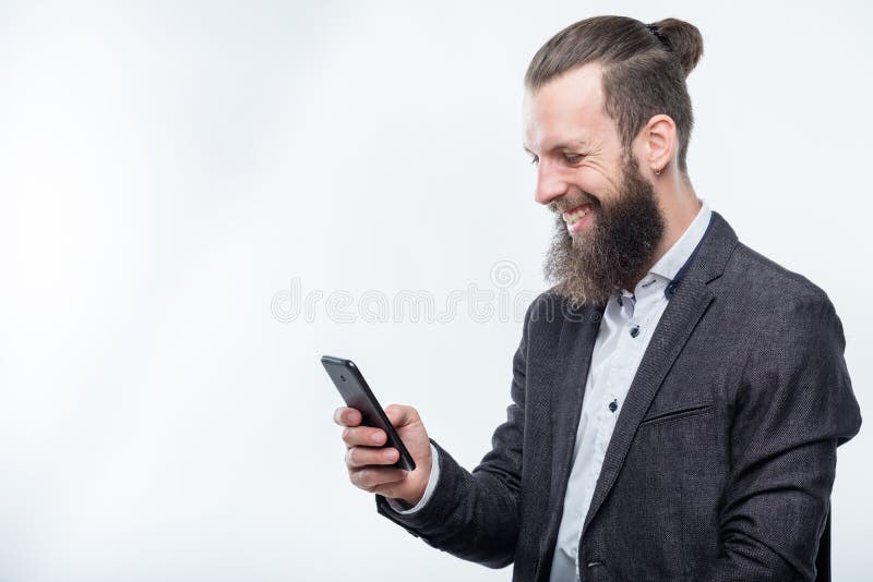 Man Using Phone Technology Communication Gadgets Stock Photo - Image of ...