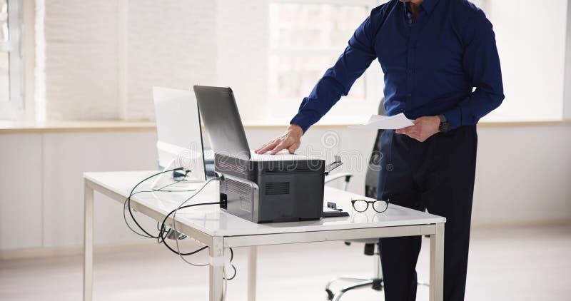 Man Using Photocopy Machine in Office Stock Image - Image of scanning ...
