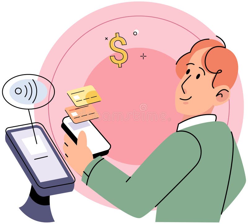 Man Using Pos Terminal Confirms Payment Using Smartphone, Mobile ... Man Using Pos Terminal Confirms Payment Using Smartphone, Mobile ...