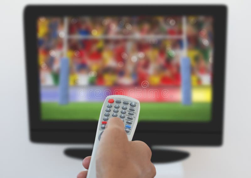 Man Using Remote Control To Change Channels Stock Image - Image of ...