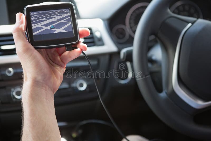Man Using Satellite Navigation System Stock Image - Image of person ...