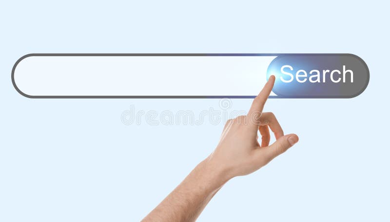 Man Using Search Bar on Virtual Screen Stock Illustration ...