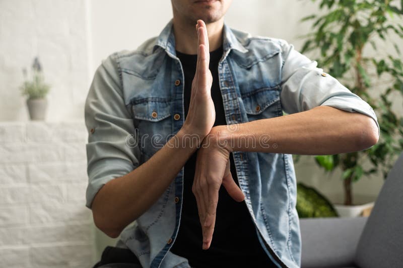 Man Using Sign Language To Communicate at Home Stock Photo - Image of ...