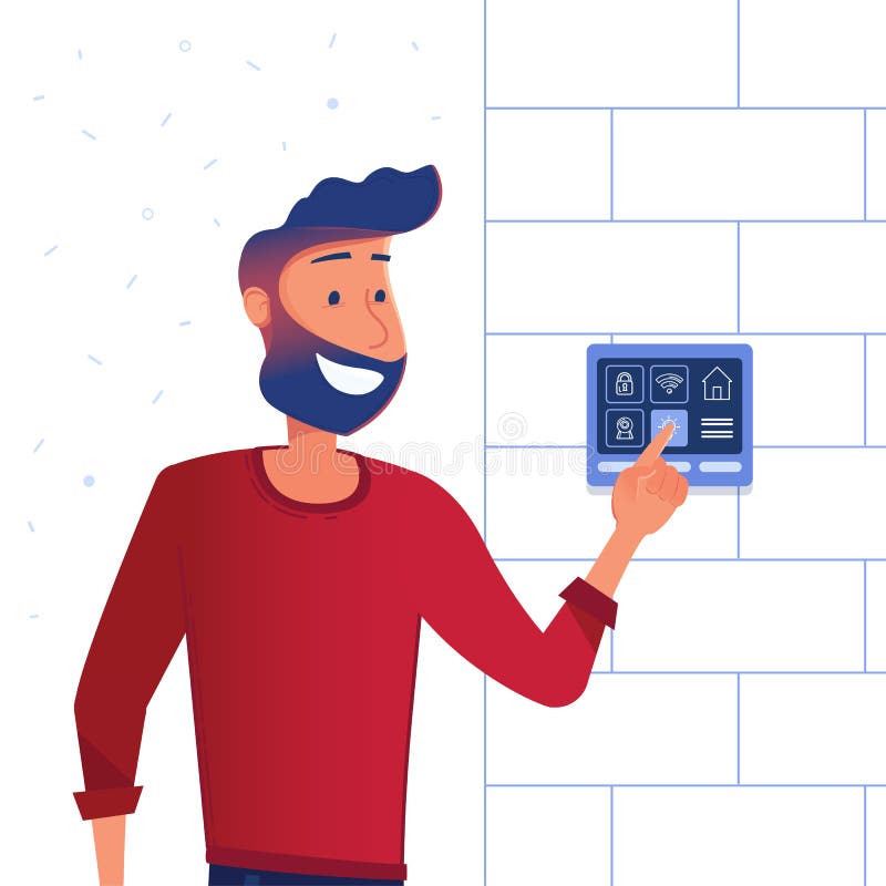 Man Tablet Wall Control Stock Illustrations – 33 Man Tablet Wall ...