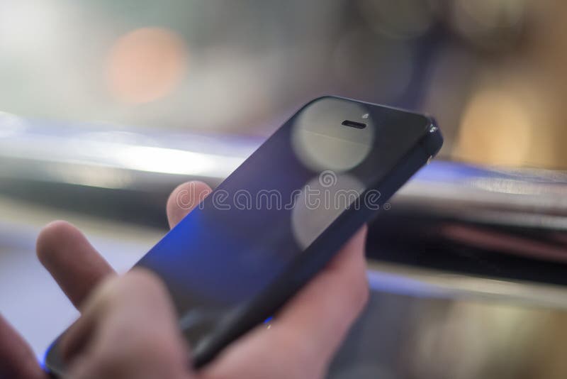 Man Using Smart Phone Close Up. Mobile Phone in Hand Stock Image ...