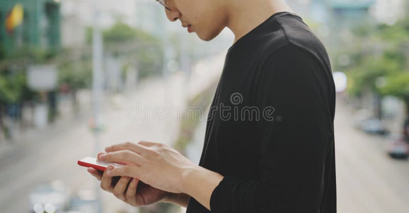 Man Using Smart Phone Connect Communication Stock Image - Image of ...