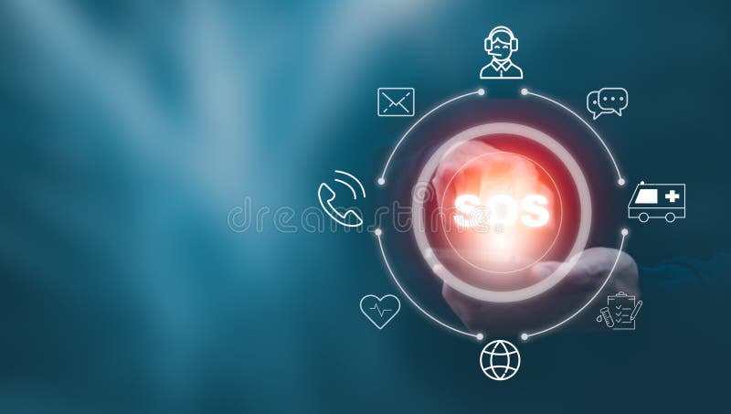 Man Using Smart Phone with Emergency App in Home, Call Phone, Chat ...