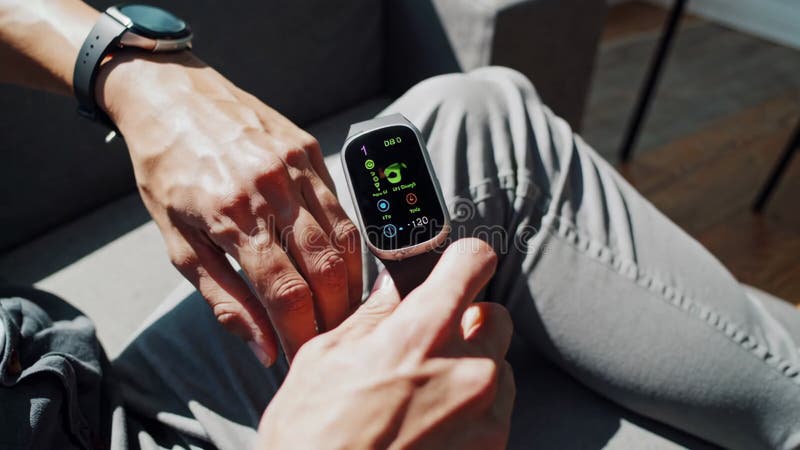 Man Using Smart Ring To Check Blood Oxygen Saturation Stock Footage ...