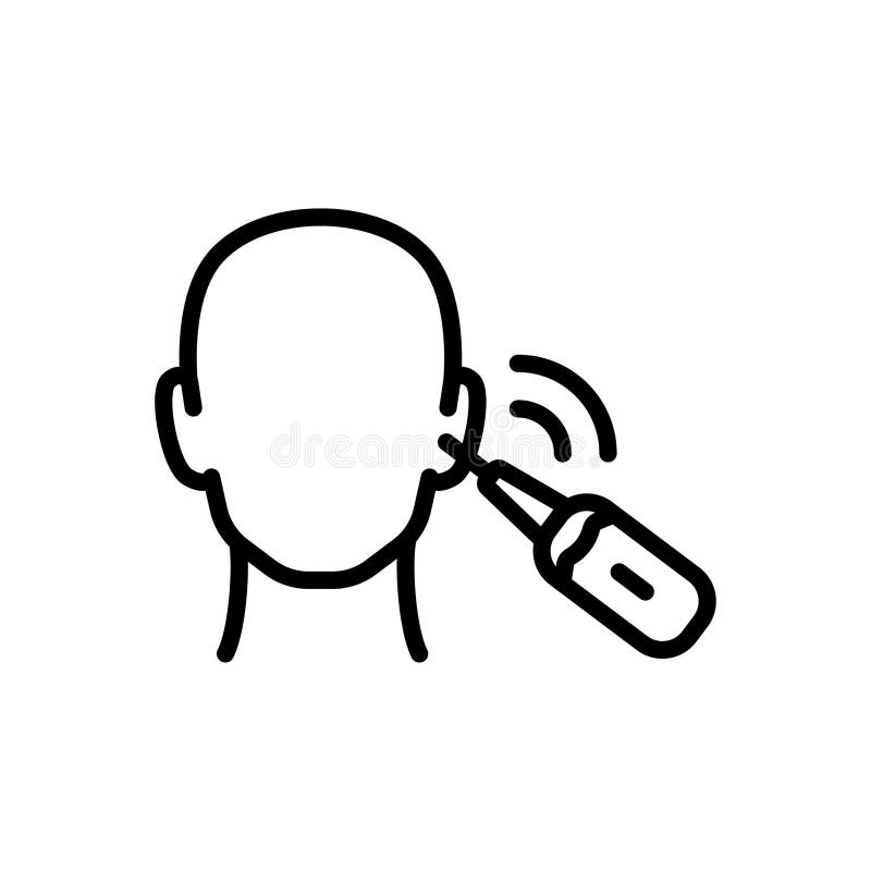 Man Using Smart Spoon Ear Stick Outline Icon. Device for Cleaning Ears ...