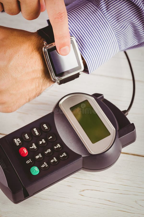 Man Using Smart Watch To Express Pay Stock Image - Image of ...