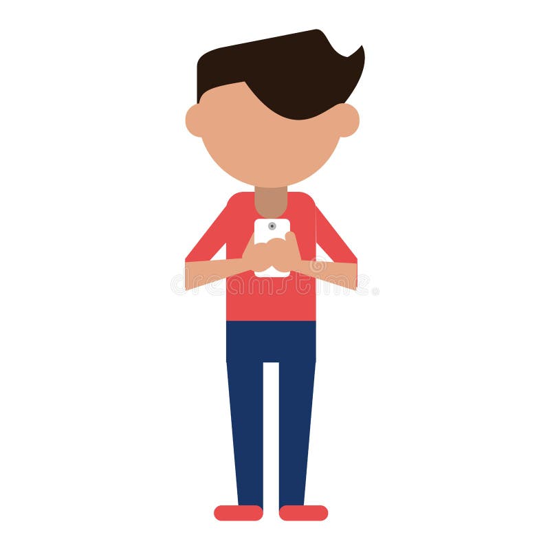 Man Using Smartphone Avatar Cartoon Stock Vector - Illustration of ...