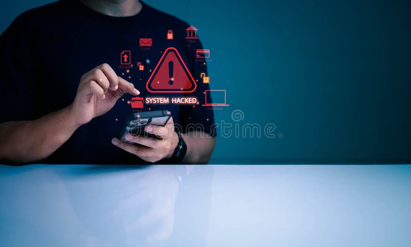 System Hacked Warning stock photo. Image of attack, cybersecurity ...