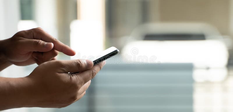 Man Using Smartphone Using the Phone for Work Everyday Internet Online ...