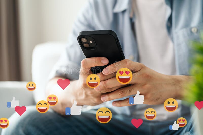 Man Using Smartphone Typing, Chatting Conversation, Watching Video Live ...