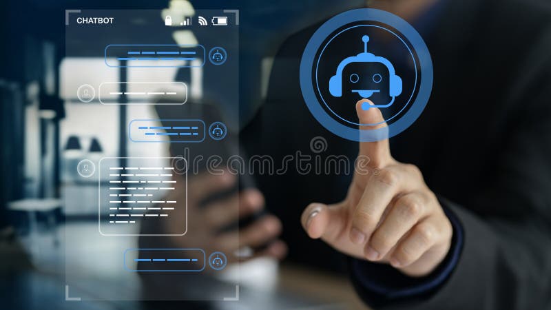 Modern Business Communication: Digital Chatbot on Virtual Screen Stock ...