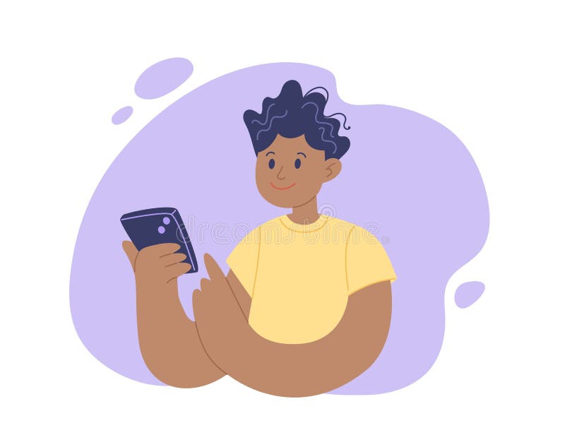 Man Using a Smartphone. Young Positive Character. Concept for Business ...