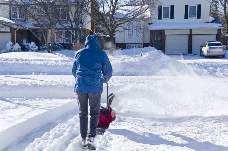 Man Using Snowblower To Clear Snow #3 Stock Photo - Image of sunny ...