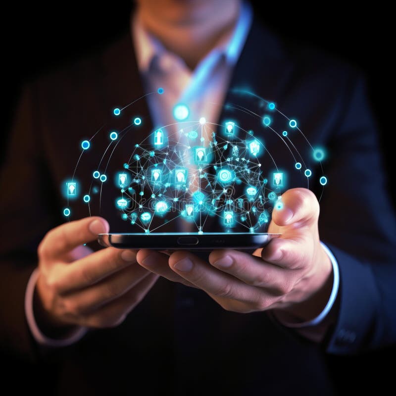 Man using social media stock illustration. Illustration of smartphone ...